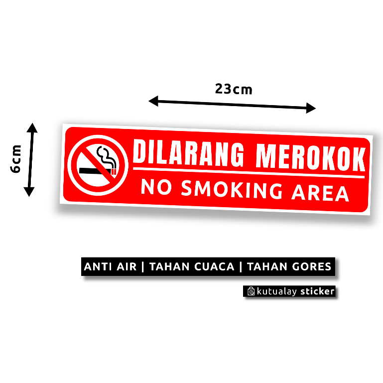 Jual Stiker Dilarang Merokok No Smoking Area Sticker Outdoor 23x6cm ...