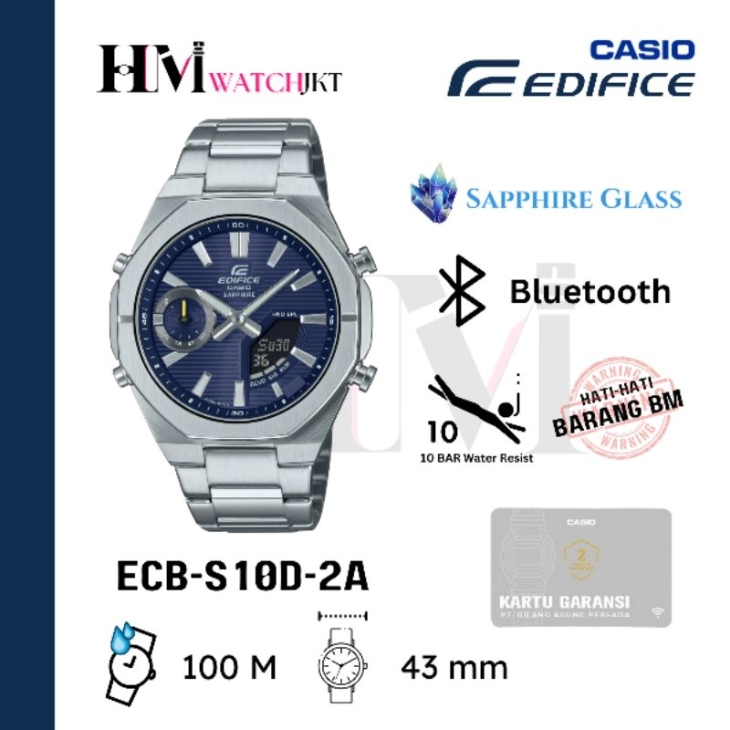 Jual CASIO EDIFICE ECB-S10D-2ADF Jam Tangan Pria Original Analog Digital Sapphire Bluetooth ...
