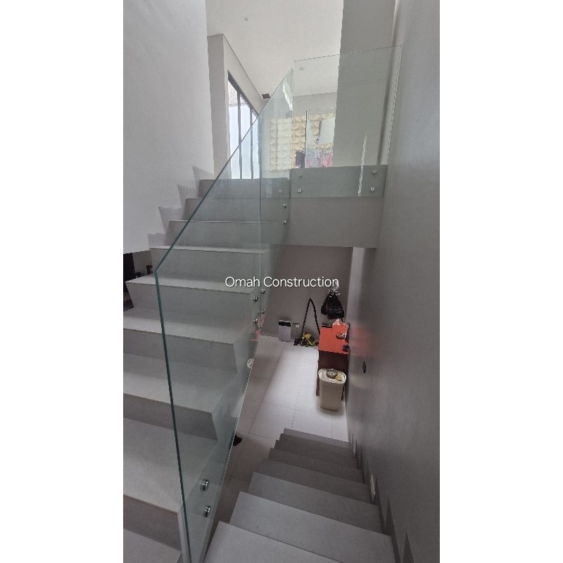 Jual Railing Tangga Balkon Void Kaca Frameless Tempered 10 mm Pin Solid ...