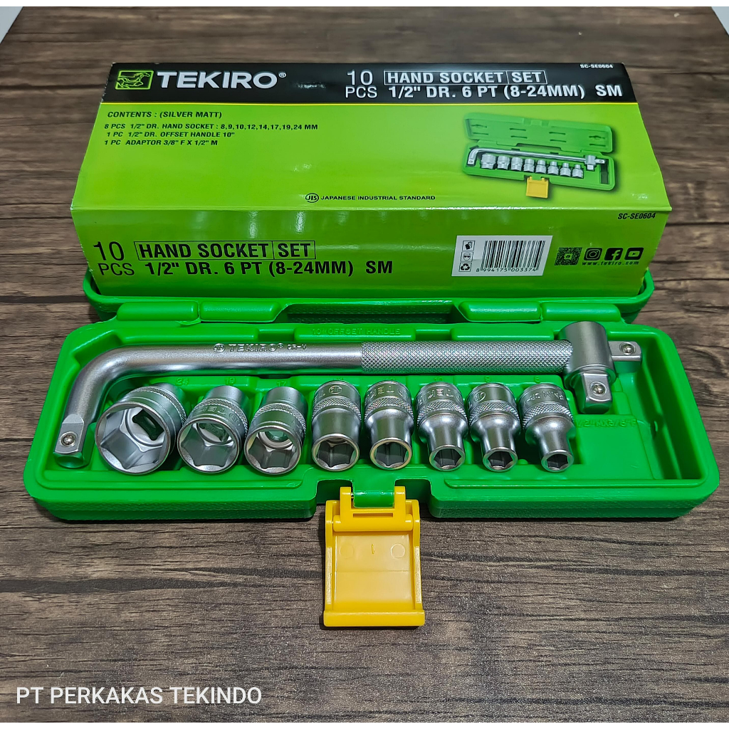 Jual Tekiro Hand Socket Set 10 Pcs 1/2" Dr 6 Pt 8 - 24 Mm 1 Box / Kunci Shock Sok Set 10 Pc ...