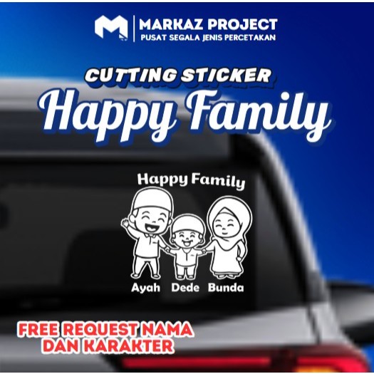Jual STICKER CUTTING STIKER KACA BELAKANG MOBIL - HAPPY FAMILY | HARGA ...