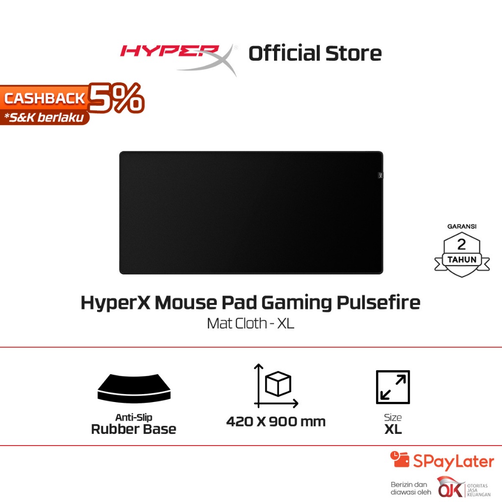 Jual HyperX Mouse Pad Gaming Pulsefire Mat RGB Soft Cloth - XL Black ...