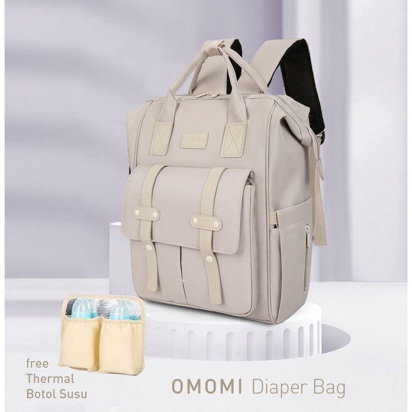 Jual OMOMI Tas Popok Bayi Diaper Bag Elena Tas Ransel Multi Saku Tahan ...