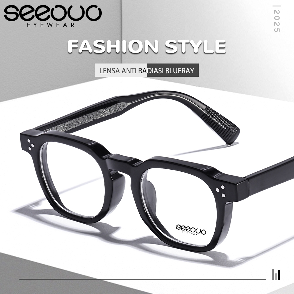 Jual Seeouo Kacamata Antiradiasi Blueray Fashion Style Kotak Retro TR90+ Acetate Trendy Vintage ...
