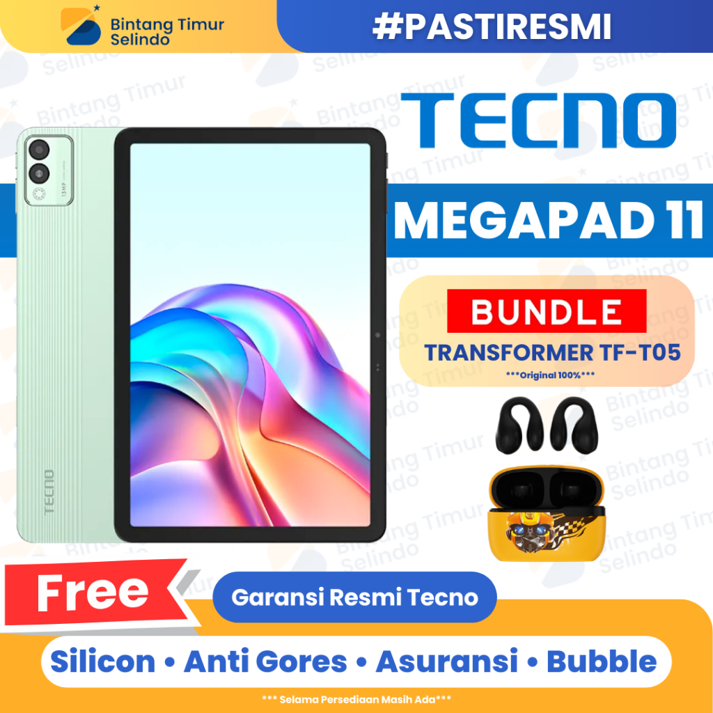 Jual TECNO MEGAPAD 11 8+8GB ROM 128GB & 256GB Tablet 11" G99 | 8000mAh |Eye Care |Dual SIM ...