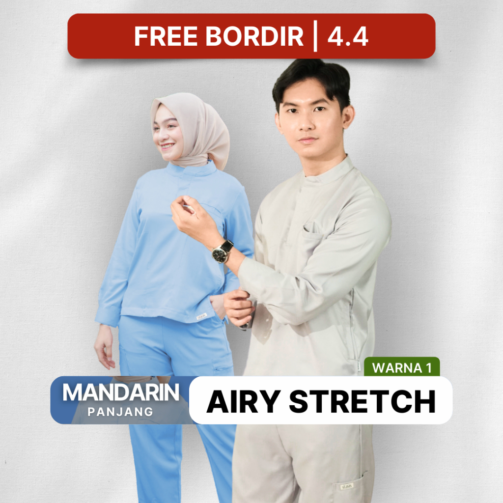 Jual [AIRY STRETCH] Scrub Baju OK Mandarin Panjang - Warna I - Stasis ...