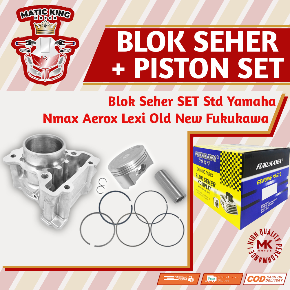 Jual Fukukawa Blok Seher SET Cylinder Comp Nmax Aerox Lexi 125 150 155 ...