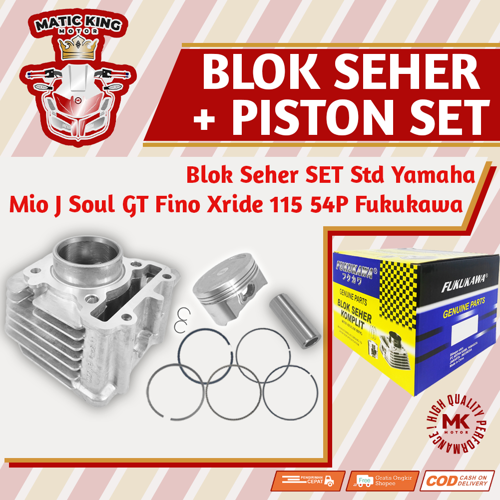 Jual Fukukawa Blok Seher SET Cylinder Comp Mio J Soul GT Fino Xride 115cc 54P | Shopee Indonesia