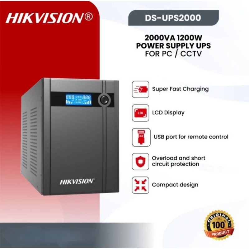 Jual Hikvision DS-UPS2000 2000VA 1200w Power Supply UPS for PC/CCTV ...