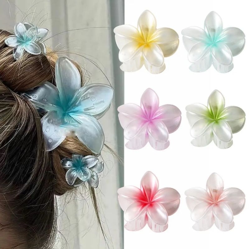 Jual IMPORT jepit bunga kamboja plumeria jepitan bali flower 8cm jedai ...