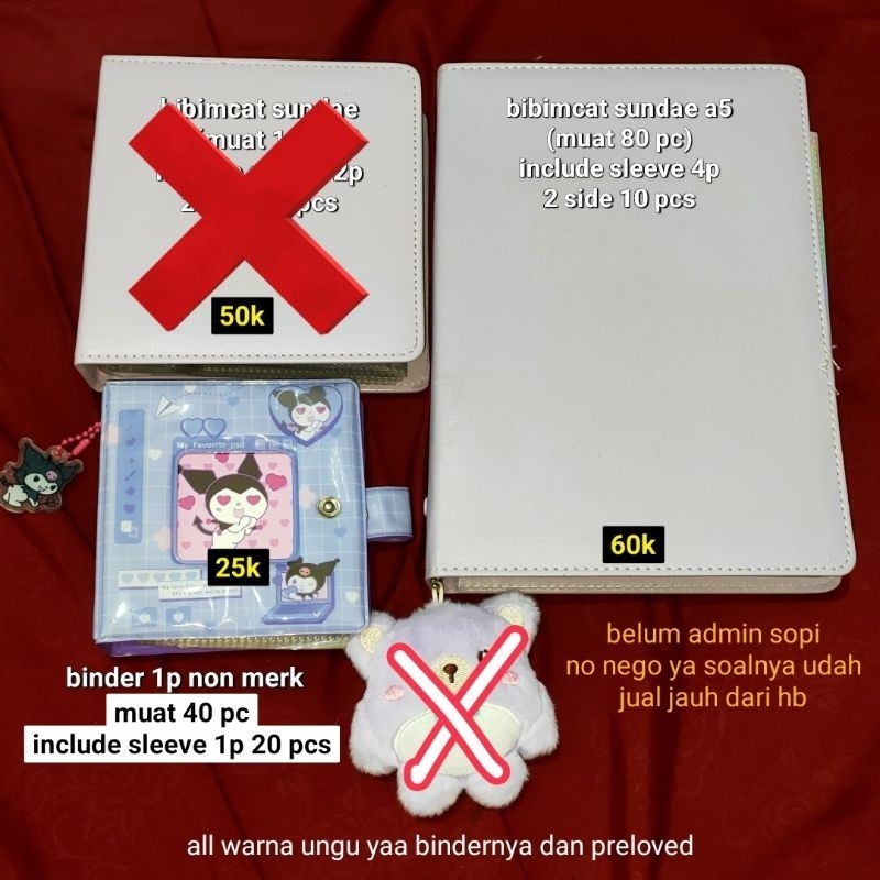 Jual preloved binder 1p kuromi 2p bibimcat leather sundae pc a5 purple sleeve 4p | Shopee Indonesia