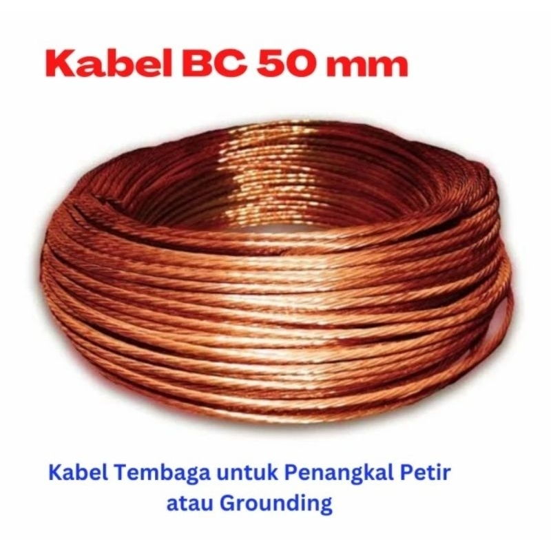 Jual Kabel BC 50mm Asli Tembaga Murni Harga Eceran Permeter / Kabel Grounding | Shopee Indonesia