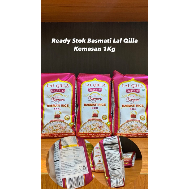 Jual LAL QILLA BIRYANI BASMATI RICE XXXL MAJESTIC ASLI KEMASAN 1KG ...