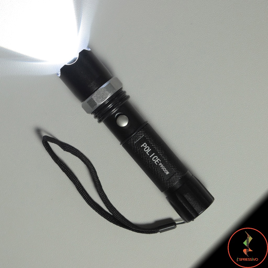 Jual Senter Police 99000W hitam flashlight LED sinar putih baterai ...
