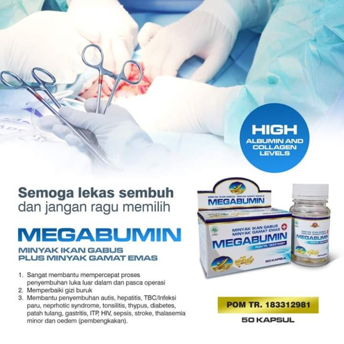 Jual Kapsul Minyak Ikan Gabus Albumin Plus Minyak Gamat Emas Megabumin 50 Kapsul Original Obat ...