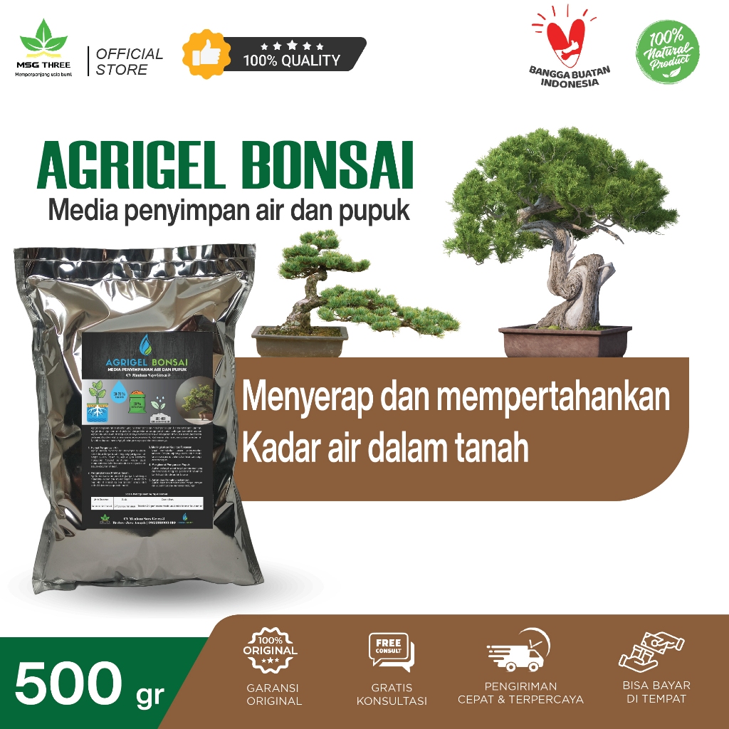 Jual Agrigel MSG 3 - Pupuk Hidrogel menghemat air, pupuk serta nutrisi pada tanaman bonsai - 500 ...