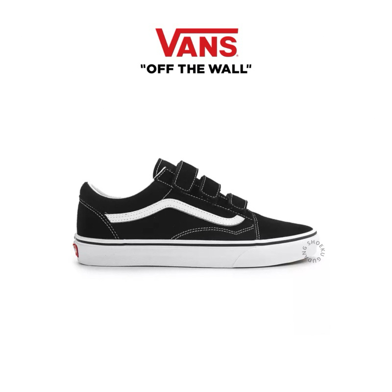 Jual Vans Old Skool Velcro Classic Black White | Shopee Indonesia