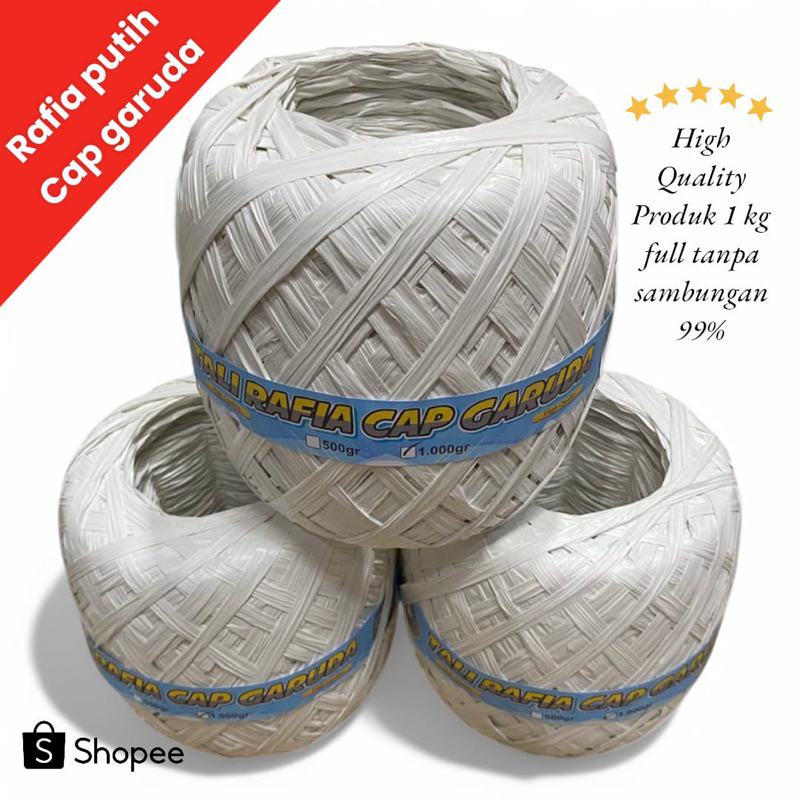 Jual Tali Rafia Plastik Warna Putih 1 kg full original cap garuda ...