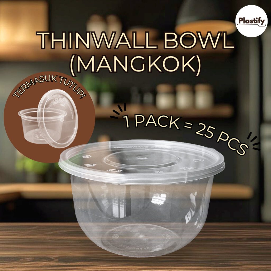 Jual Thinwall Bowl 200ml 300ml 400ml isi 25pcs - Food Container Tempat Makan Plastik Food Grade ...