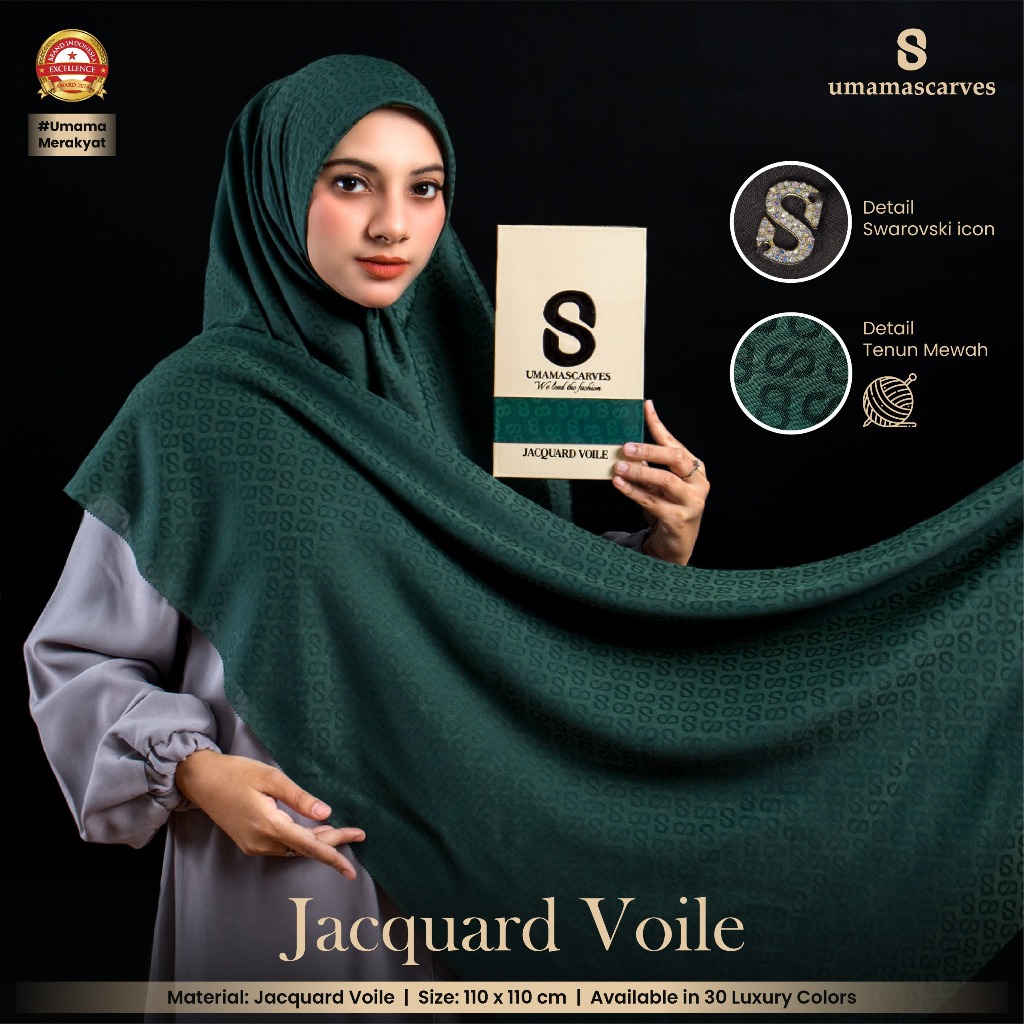 Jual Hijab Umama Scarf BOX JACQUARD VOILE Monogram Emboss Logo S NON ...