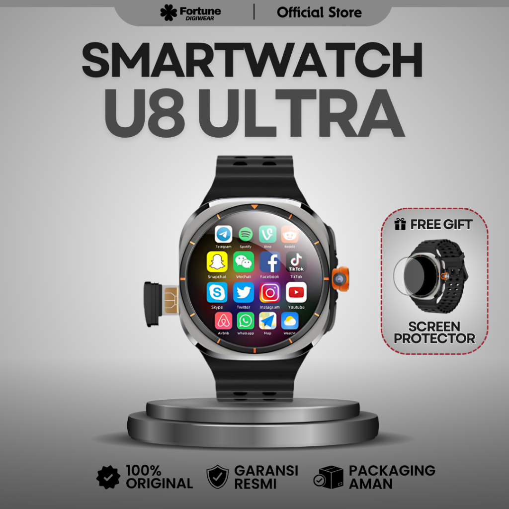 Jual FORTUNE DIGIWEAR - U8 ULTRA Smartwatch Android | 4G/5G | SIM Card | Camera | Wifi | GPS ...