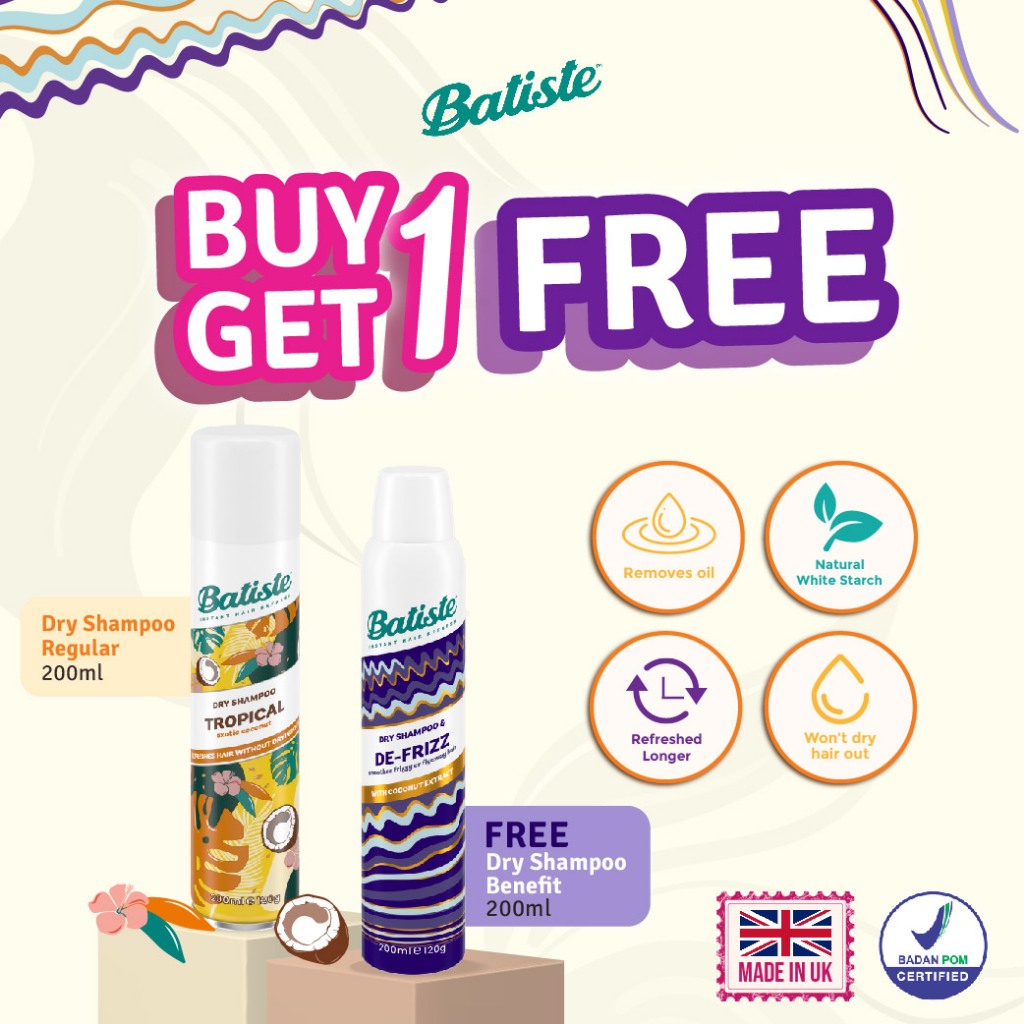 Jual BUY 1 GET 1 Dry Shampoo Batiste Benefit 200ml / Batiste Dry ...