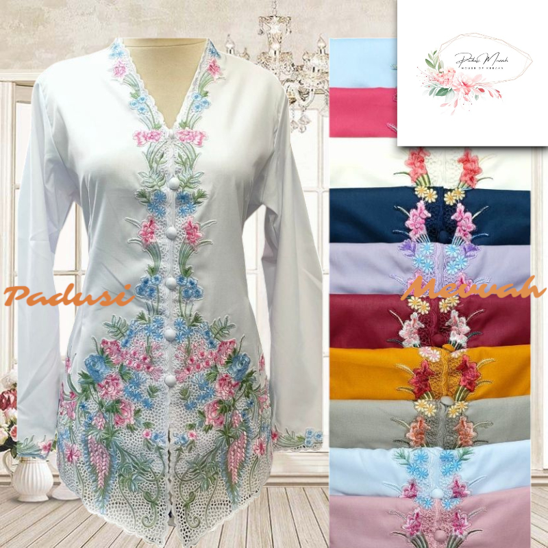 Jual Atasan Kebaya Encim Bordir Bunga Raisa kualitas premium Kebaya ...