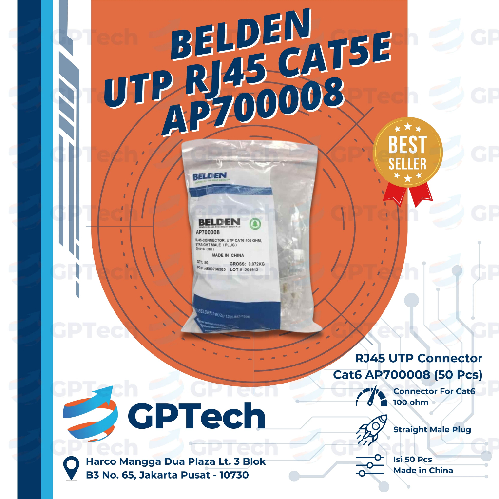 Jual BELDEN AP700008 RJ45 CONNECTOR UTP CAT6 ORIGINAL (Isi 50 Pcs ...