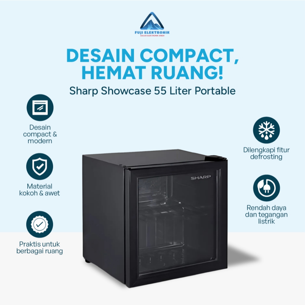 Jual Sharp Showcase Portable Mini SCH-50X-FS Double Layer Glass Door 55 ...