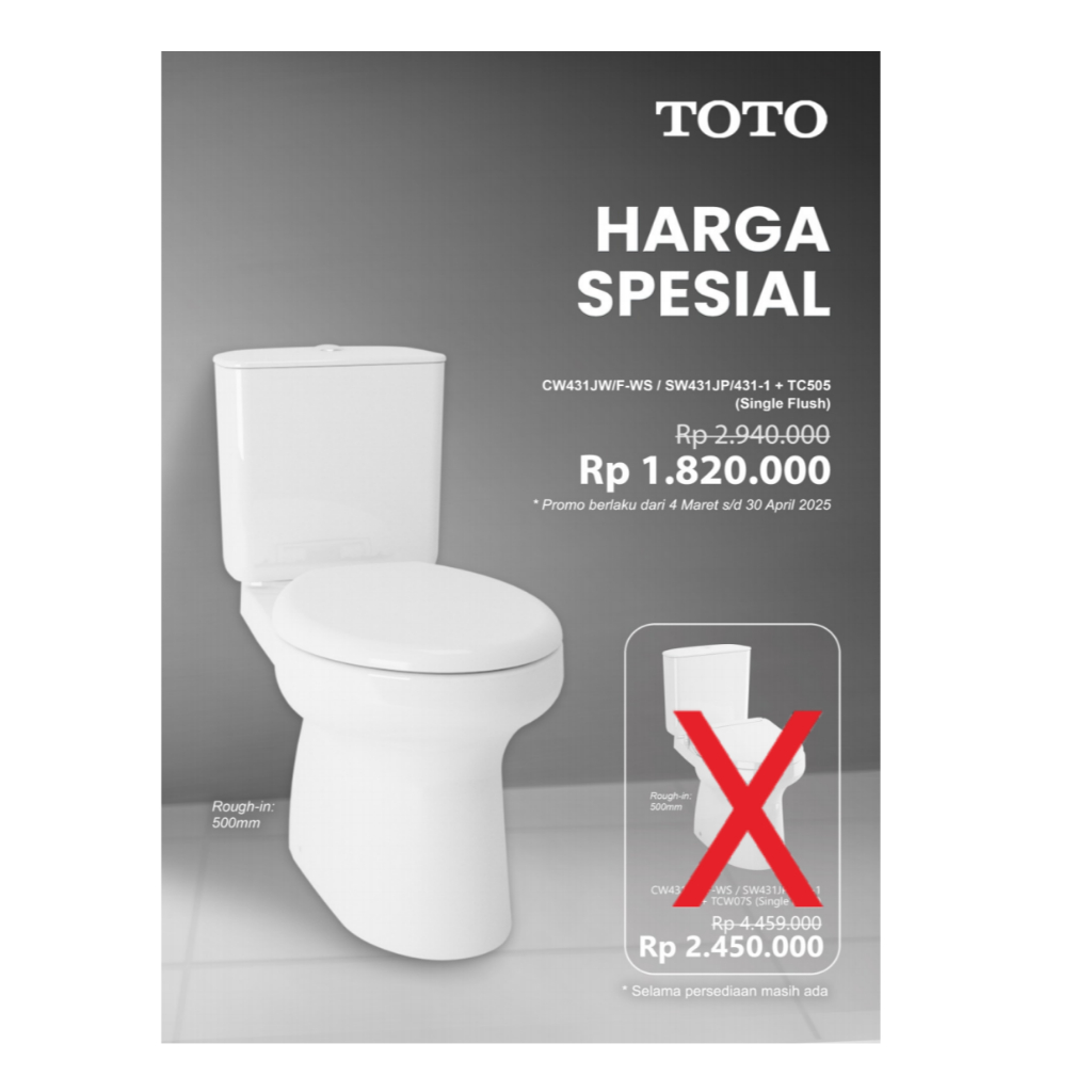 Jual KURIR INSTANT TOTO KLOSET DUDUK CW431J / SW431JP + TUTUP TC505 ...