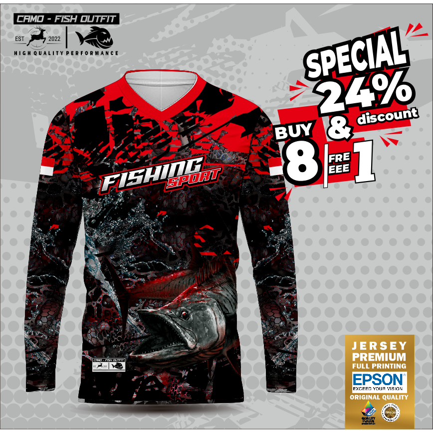 Jual Jersey Custom Mancing Full Printing Dry Fit Premium Motif Red ...