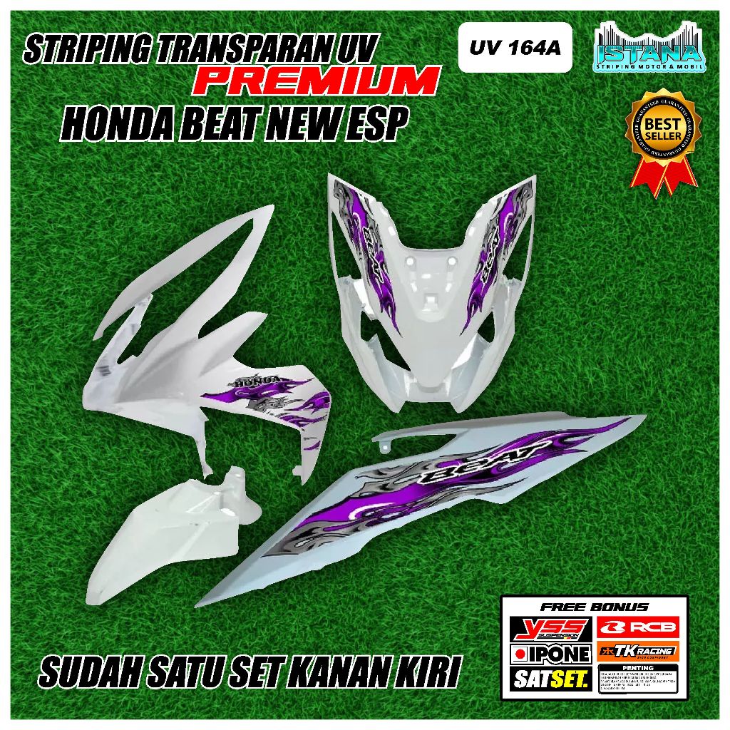 Jual STICKER STRIPING HONDA BEAT NEW ESP- MOTIF API UNGU-BAHAN UV ...