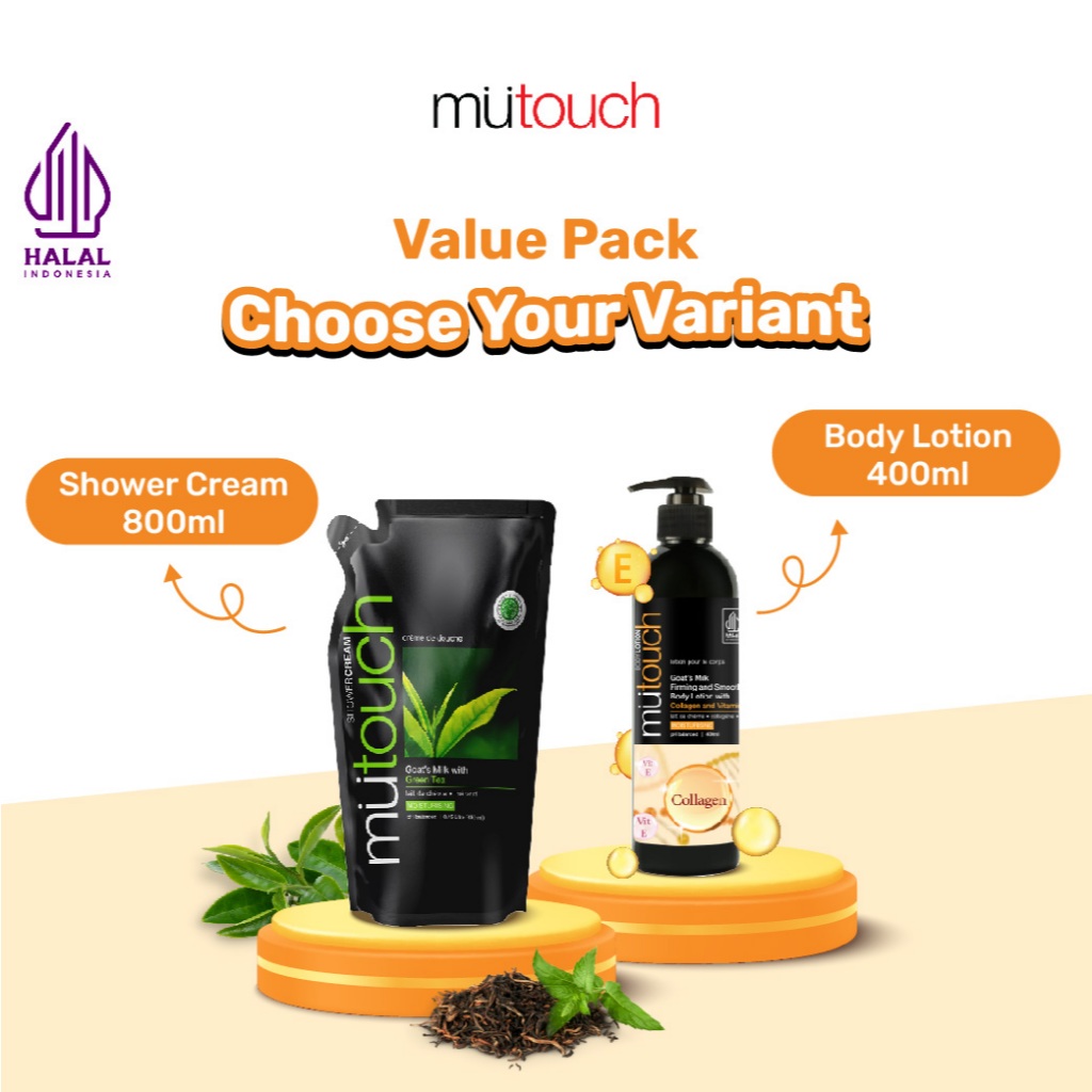 Jual PAKET Mutouch Shower Cream 800ml + Body Lotion 400ml | Shopee ...