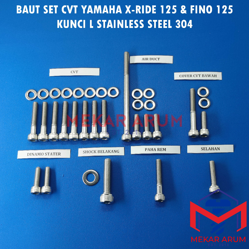 Jual Baut Set CVT X-RIDE XRIDE X RIDE 125cc kunci L stainless steel ...