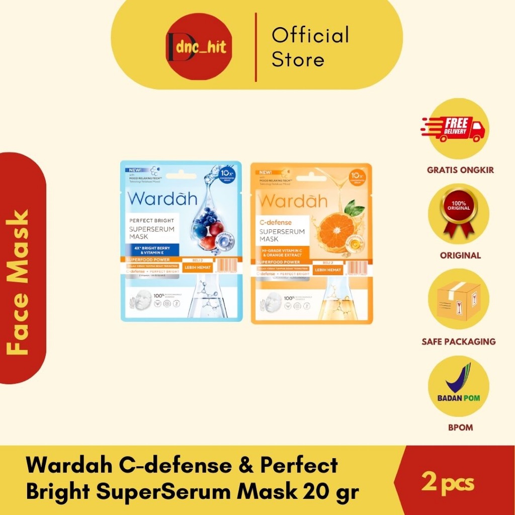Jual Wardah SuperSerum Mask C-Defense & Perfect Bright 20 ml - 2 Sheet ...