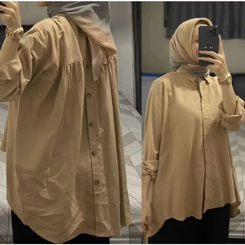 Jual promo kemeja oversize jumbo fariasi kancing belakang | Shopee ...