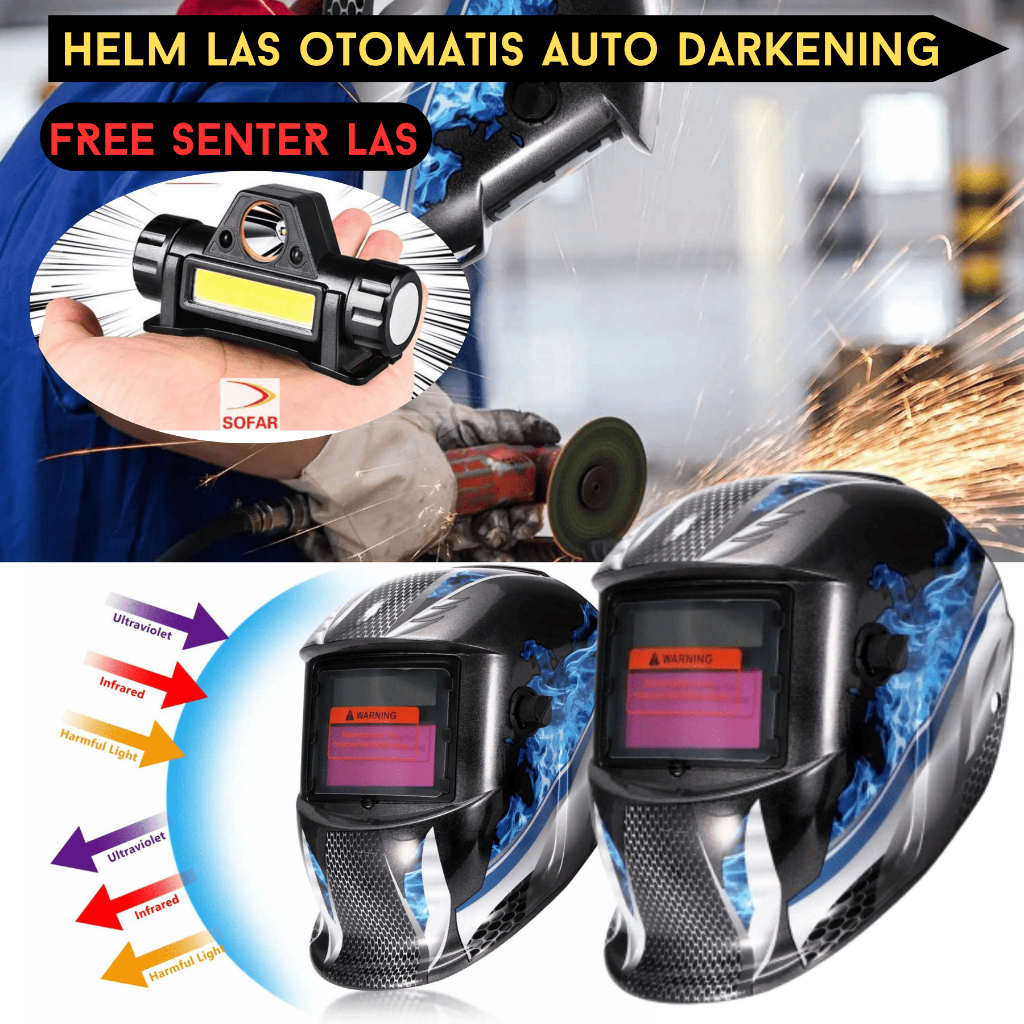 Jual JAYA ABEDOE Helm Las full face Otomatis gelap terang listrik Auto ...