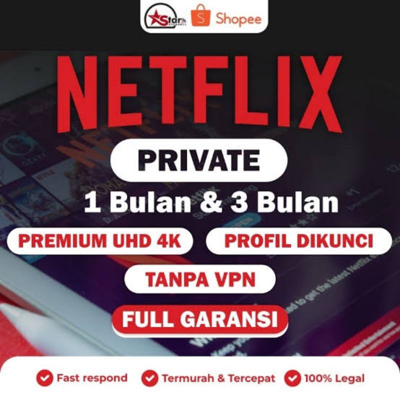 Jual Netflix UHD 4K Bergaransi Legal 1 2 3 Bulan dan 1 Tahun | Shopee Indonesia