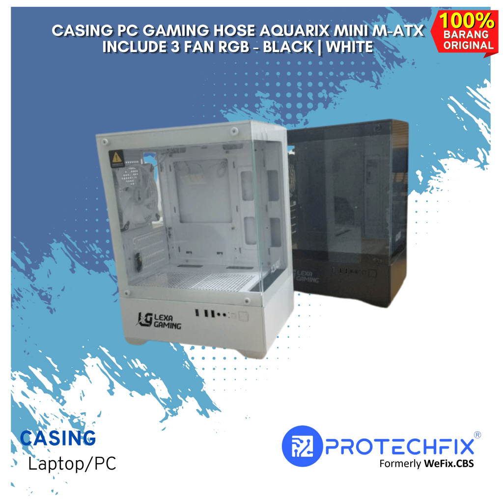 Jual Casing PC Gaming Hose Aquarix Mini M-atx Include 3 Fan RGB - black ...