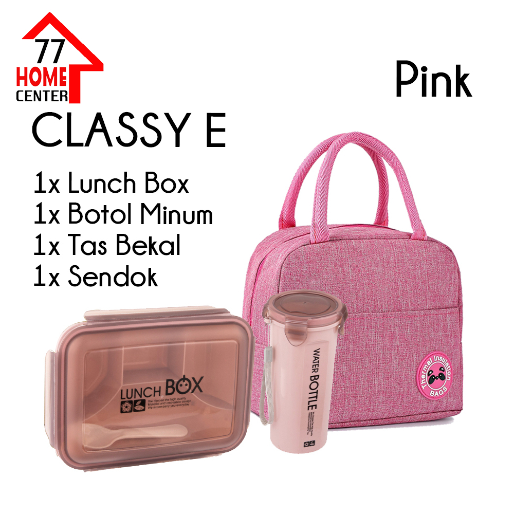 Jual YUJI SET || Lunch Box + Termos Kancing + Tas bekal + Sendok Garpu / Kotak Makan / Bekal ...