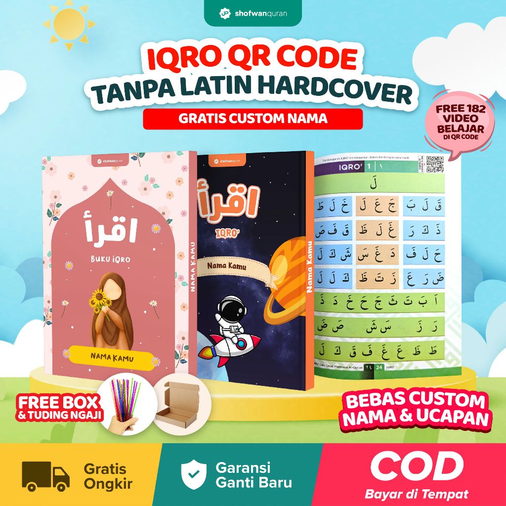 Jual Iqro Milenial QR Code Kids Custom Nama Hard Cover - Custom Nama ...