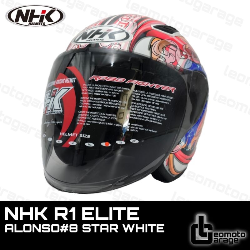 Jual HELM NHK R1 ELITE HELM HALF FACE ALONSO#8 STAR WHITE | Shopee Indonesia