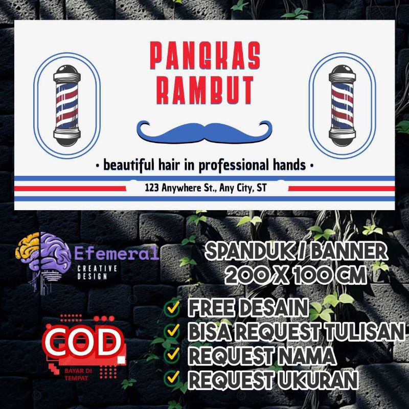 Jual Spanduk/Banner pangkas rambut 200 X 100 cm bisa request design ...