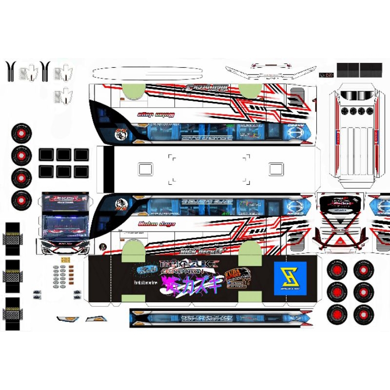 Jual lembaran papercraft bus wulan jaya sekar style skala 43 laminasi ...