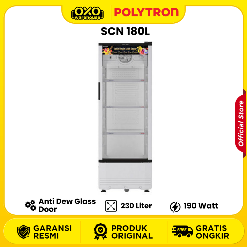 Jual POLYTRON Showcase SCN 180L Display Cooler Kapasitas 230 Liter Low ...