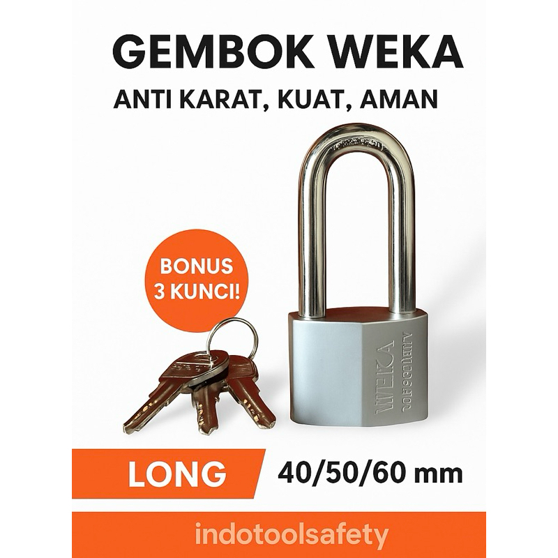 Jual GEMBOK PAGAR LONG 50mm HEAVY STEEL ANTI CUT WATER PROOF KUNCI ...