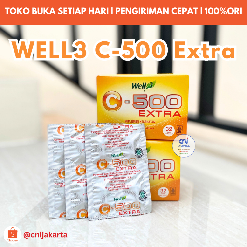 Jual CNI WELL3 C-500 EXTRA Strip 32 Tablet - Vitamin C Generasi ke-4 Kombinasi 6 Multi Vitamin ...