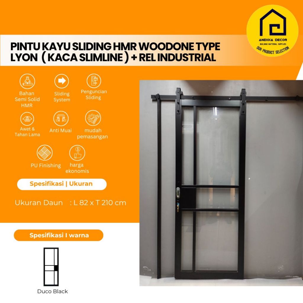 Jual WOODONE Pintu Kayu sliding Rel Industrial Type LYON Ukuran 82 x ...