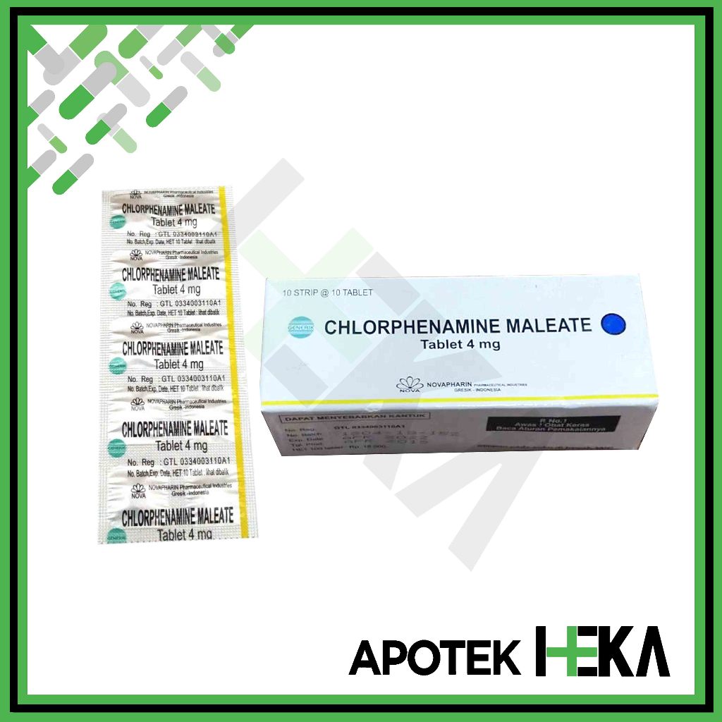 Jual Chlorphenamine Maleate 4 mg Novapharin Box isi 10x10 Tablet - CTM ...