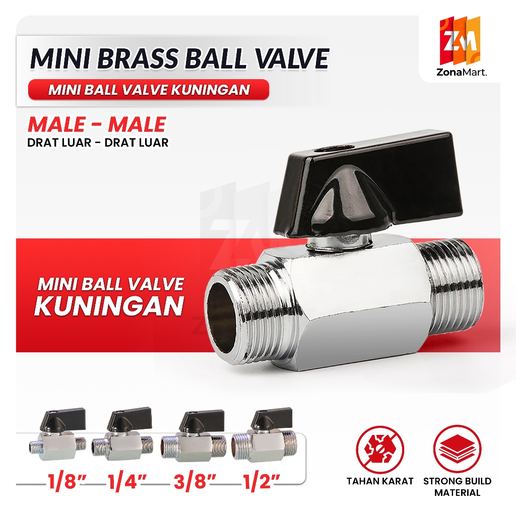 Jual Mini Brass Ball Valve Male Male 1/8" 1/4" 3/8" 1/2" Inch Stop Kran Brass M-M Stop Kran Drat ...
